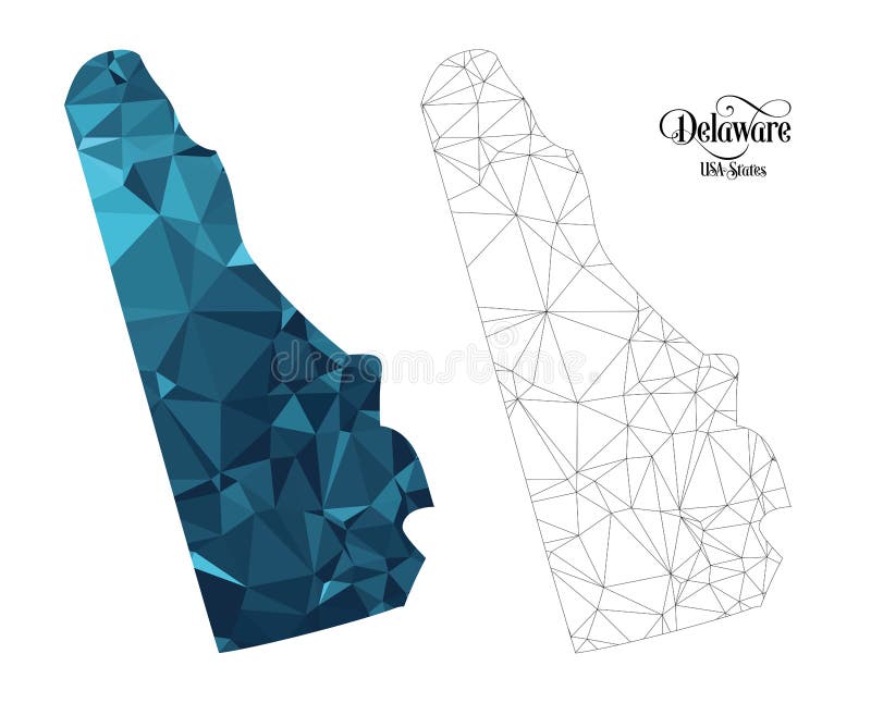 Low Poly Map of Delaware State USA. Polygonal Shape Vector Illustration ...