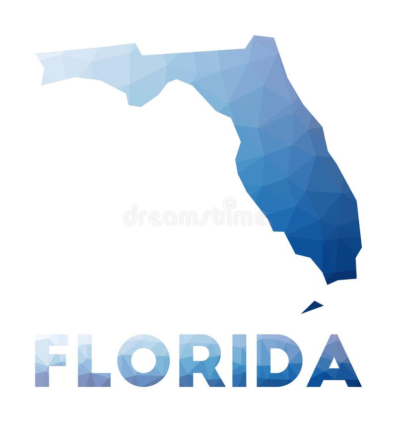 Low Poly Map of Florida State USA. Polygonal Shape Vector Illustration ...
