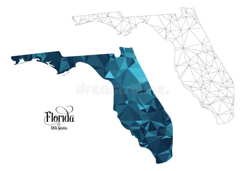 Low Poly Map of Florida State USA. Polygonal Shape Vector Illustration ...