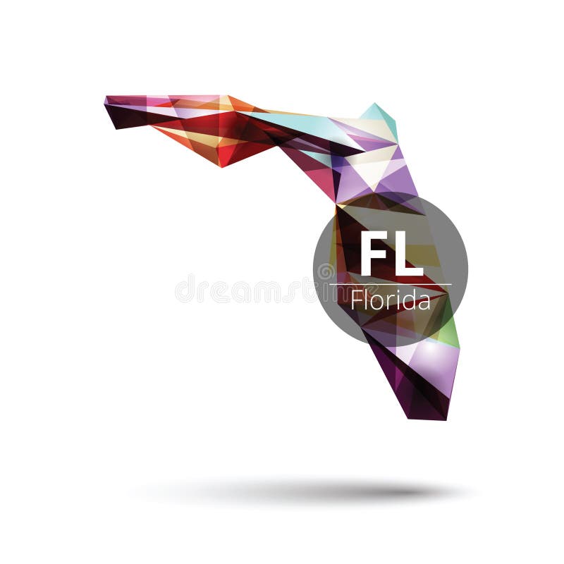 Low Poly Map of Florida State. Vector Illustration Decorative Design ...