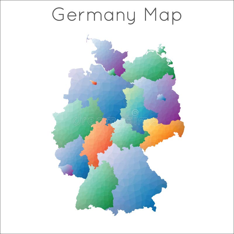 Low Poly map of Germany. stock vector. Illustration of location - 134595011
