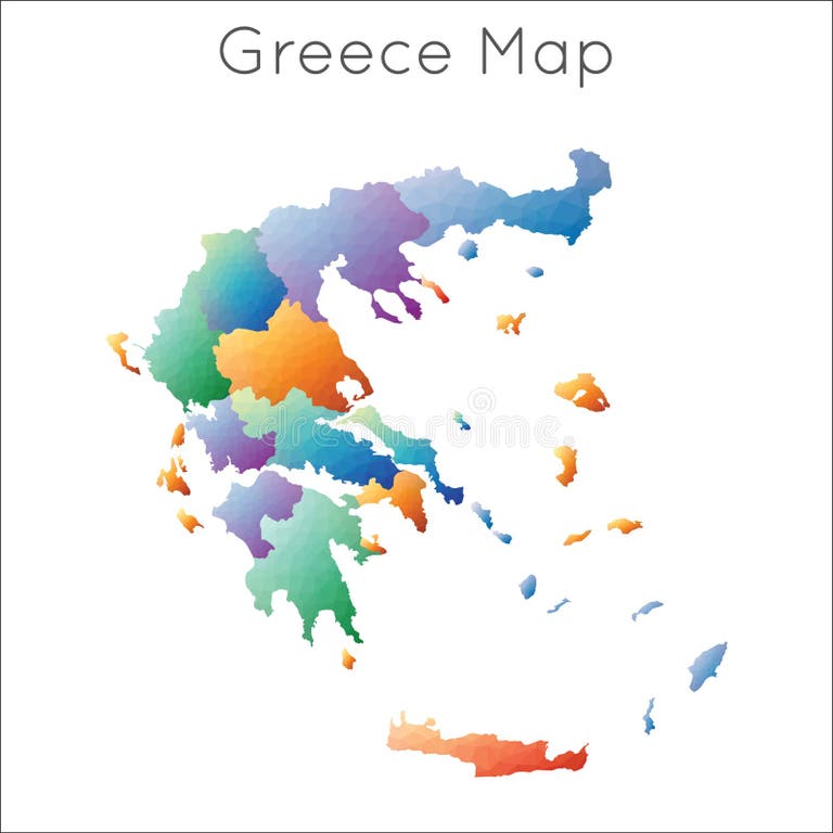 Low Poly map of Greece. stock vector. Illustration of lowpoly - 135293546