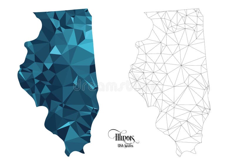 Low Poly Map of Illinois State USA. Polygonal Shape Vector Illustration ...