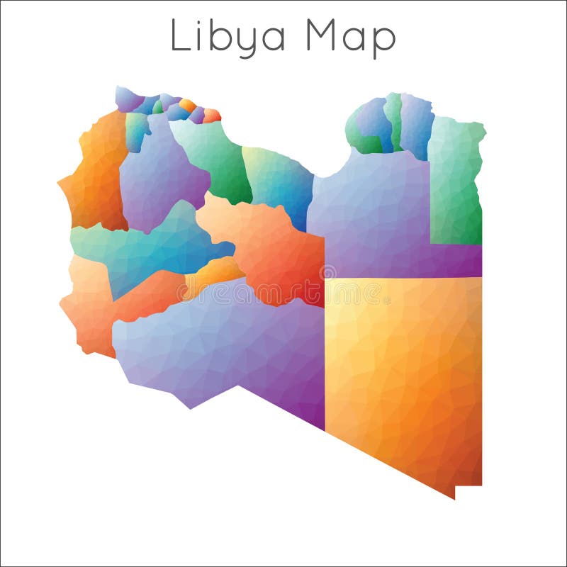Low Poly map of Libya. stock vector. Illustration of polygon - 135169265