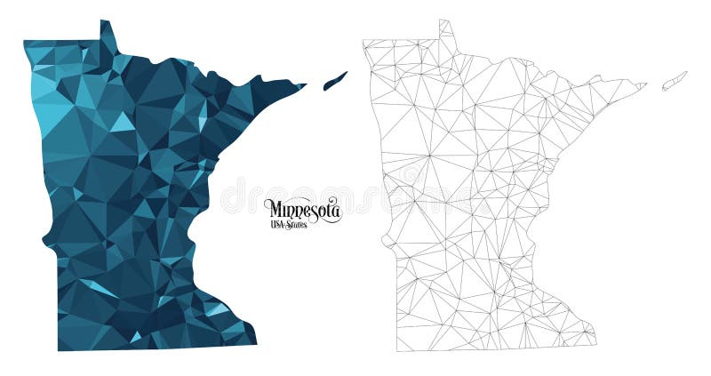 Low Poly Map of Minnesota State USA. Polygonal Shape Vector ...