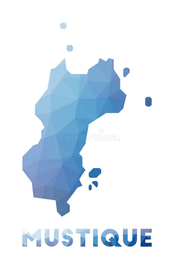 Low poly map of Mustique. stock vector. Illustration of outline - 235515850