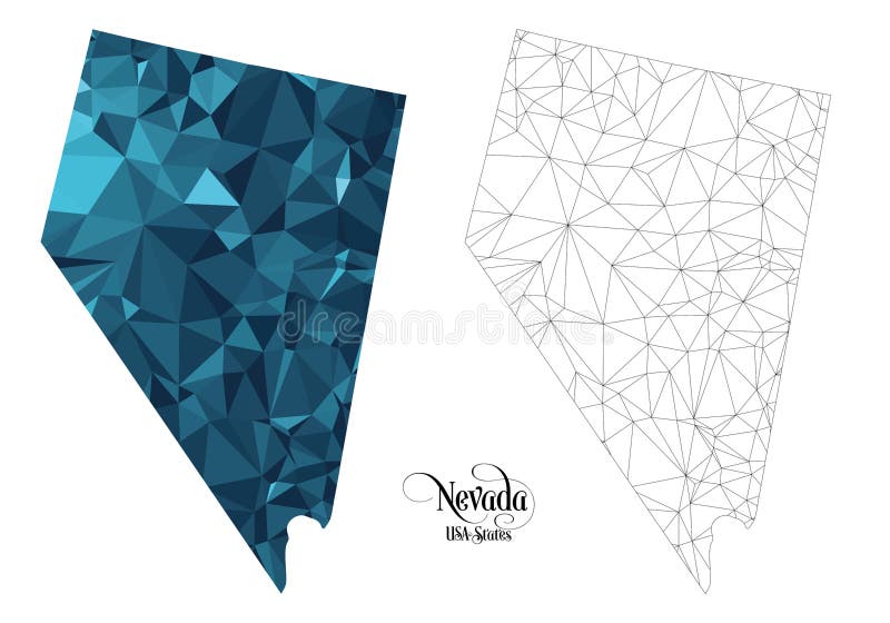 Low Poly Map of Nevada State USA. Polygonal Shape Vector Illustration ...
