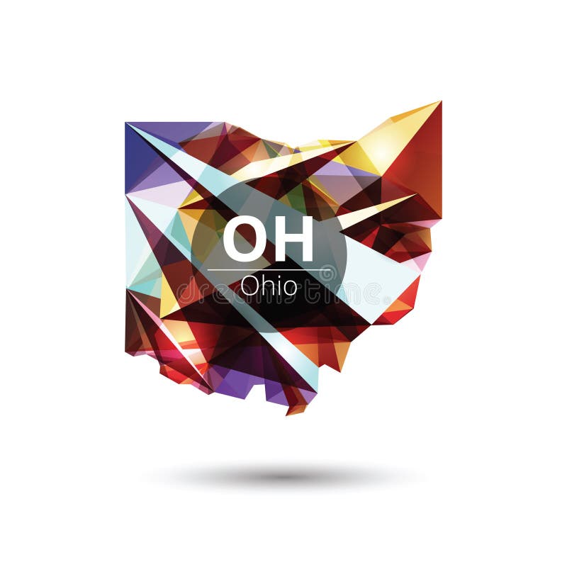 Low Poly Map of Ohio State. Vector Illustration Decorative Design Stock ...