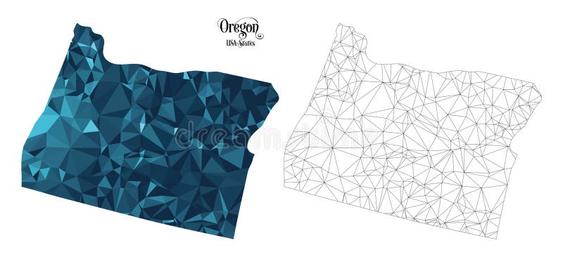 Low Poly Map of Oregon State USA. Polygonal Shape Vector Illustration ...