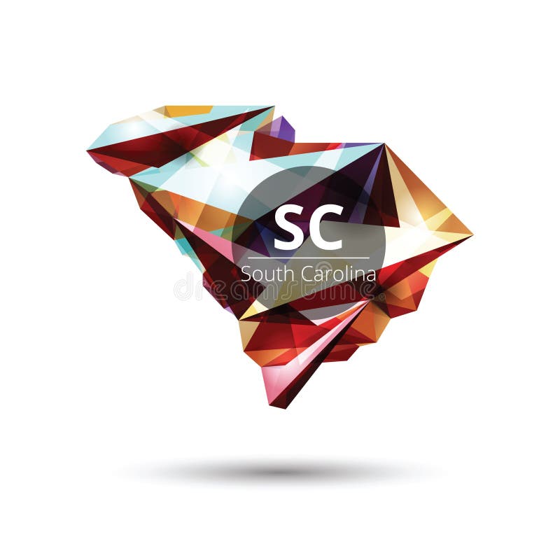 Low Poly Map of South Carolina State. Vector Illustration Decorative ...