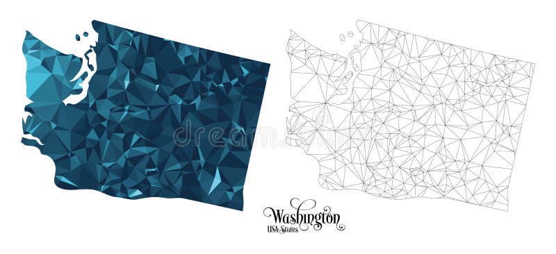Low Poly Map of Washington State USA. Polygonal Shape Vector ...
