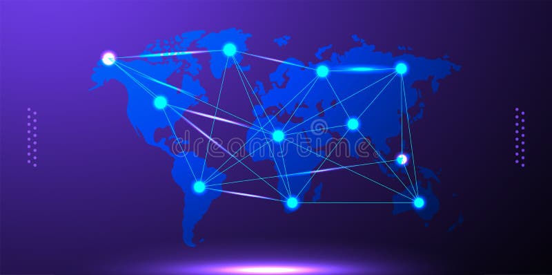 A Low-poly Map of the World. a Grid of Lines and Points Stock Vector ...