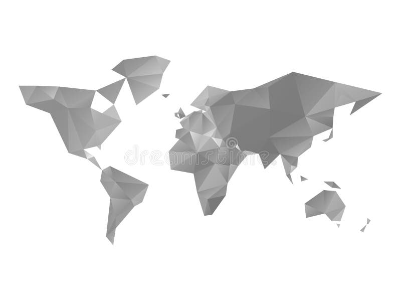 Low Poly Map of World in Shades of Grey. Vector Illustration Stock ...