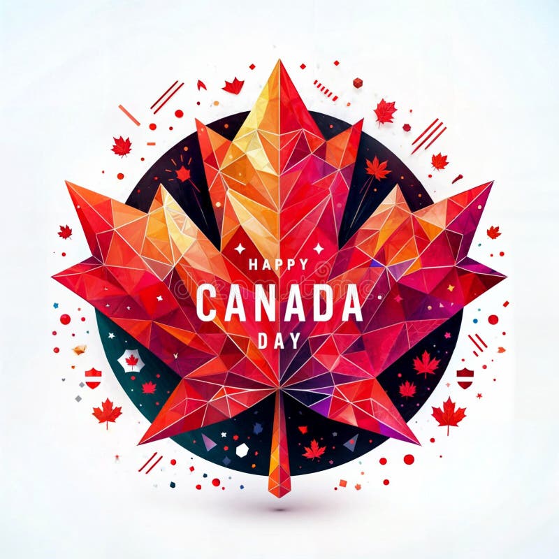 Vector Banner in the Abstract Style of Low Poly with Maple Leaf ...