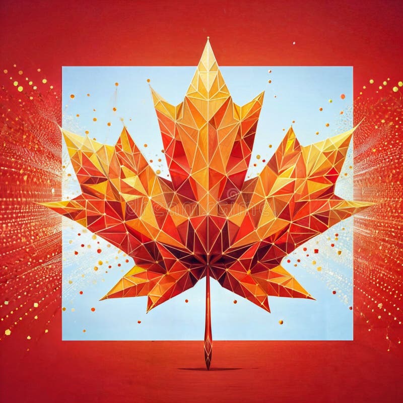 Vector Banner in the Abstract Style of Low Poly with Maple Leaf ...