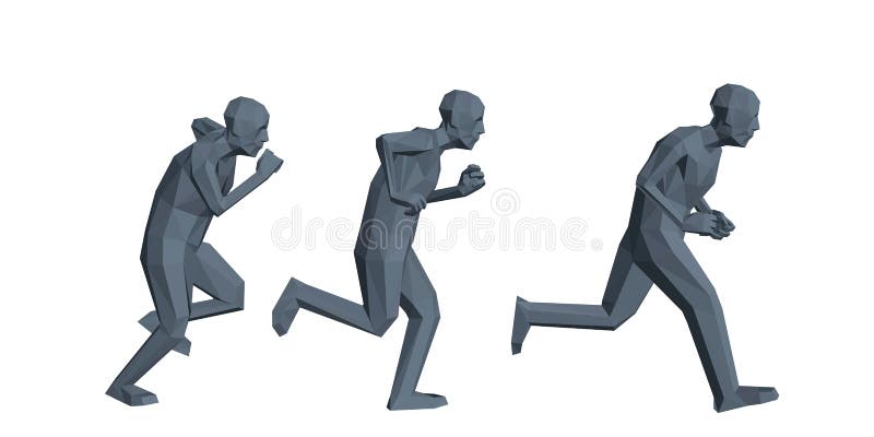 Low Poly Men Running. Isolated on White Background Stock Vector ...