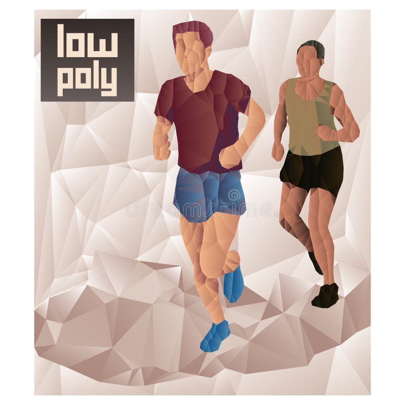 Low Poly of Men Running. Vector Illustration Decorative Design Stock ...