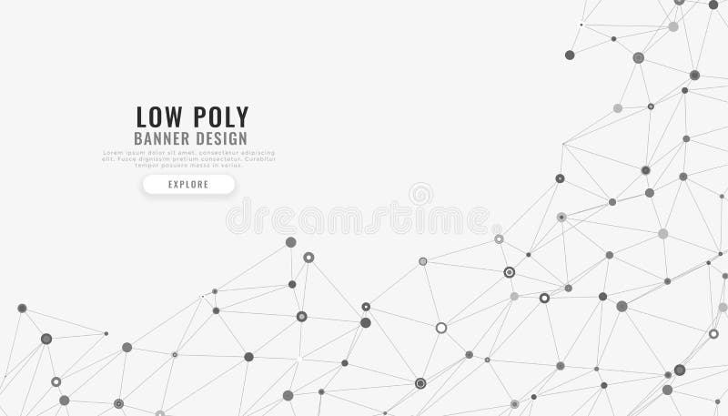 Low Poly Mesh with Glowing Spheres 3D Render Stock Illustration ...