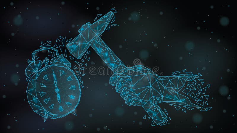 Low Poly Mesh Alarm Clock Hand Hammer Stock Vector - Illustration of ...