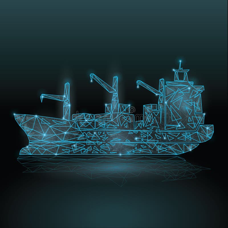 Low Poly Mesh Cargo Container Ship Transport Stock Vector ...