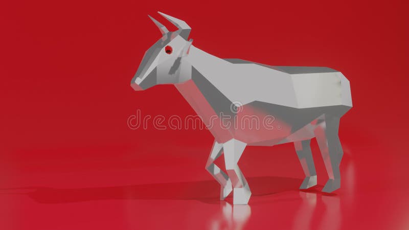 Low Poly Metal Bull with Red Eyes Walking on Red Background, Loop, 3d ...