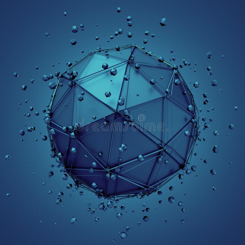 Low Poly Metal Sphere with Chaotic Structure Stock Illustration ...