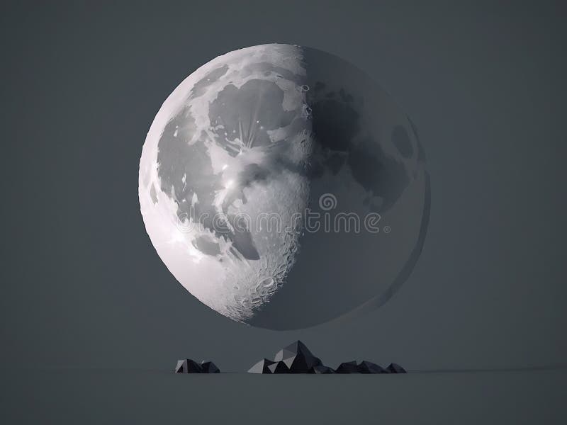 Low Poly Minimalist Moon - Generated by Ai Stock Illustration ...