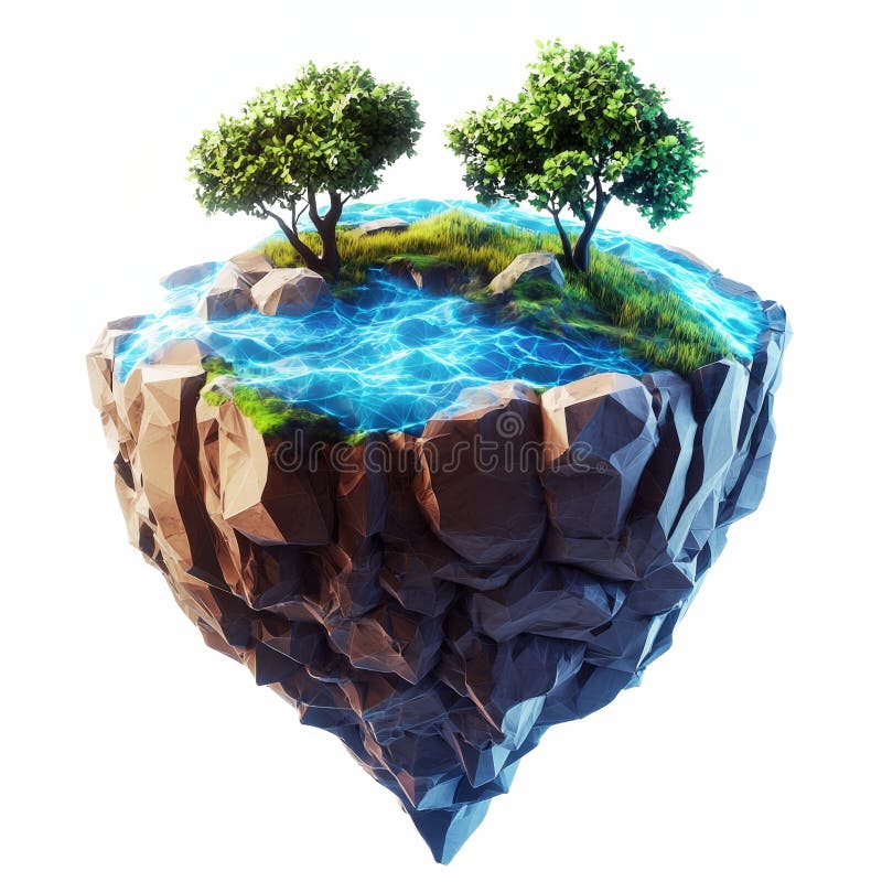 Low Poly Model of a Half-submerged Earth with Glowing Fractal Patterns ...