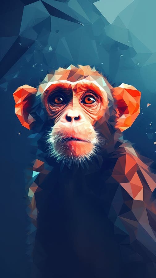 Low Poly Monkey on Dark Background. Generative AI Stock Illustration ...
