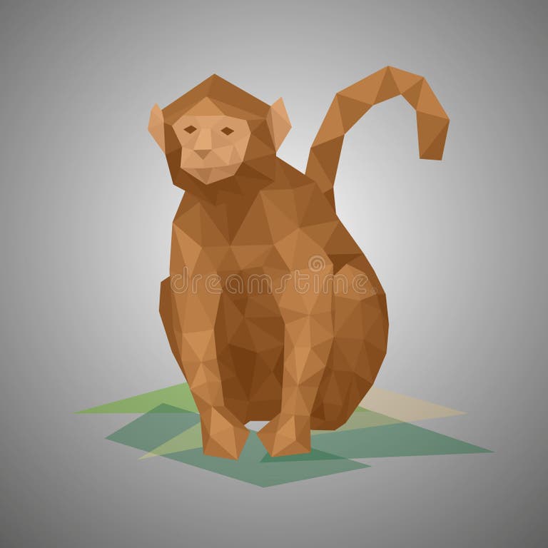 Low Poly Monkey. Vector Illustration in Polygonal Style Stock ...