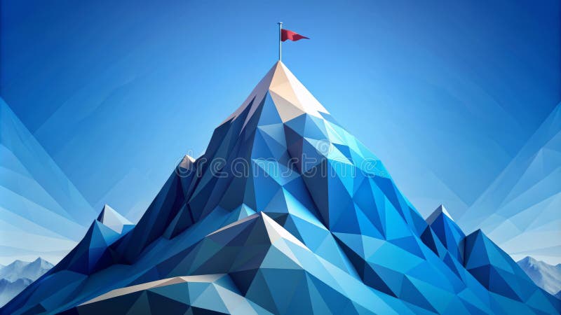 Low-Poly Mountain Peak Achievement Visualization Stock Illustration ...