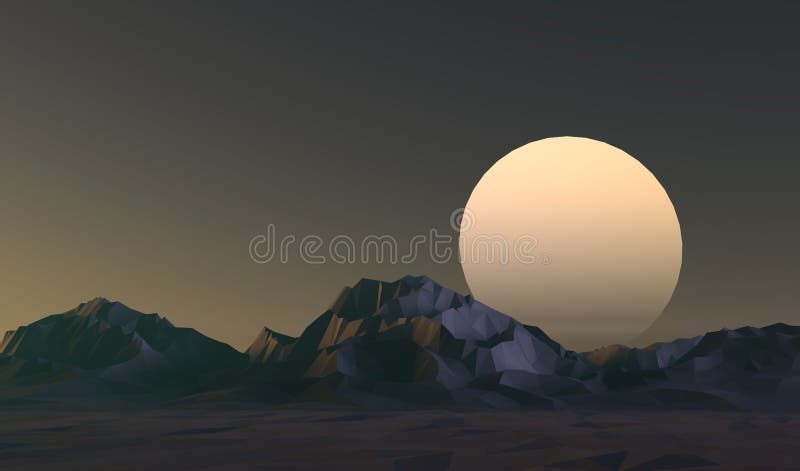 Low Poly Mountains Landscape at Sunset Stock Illustration ...