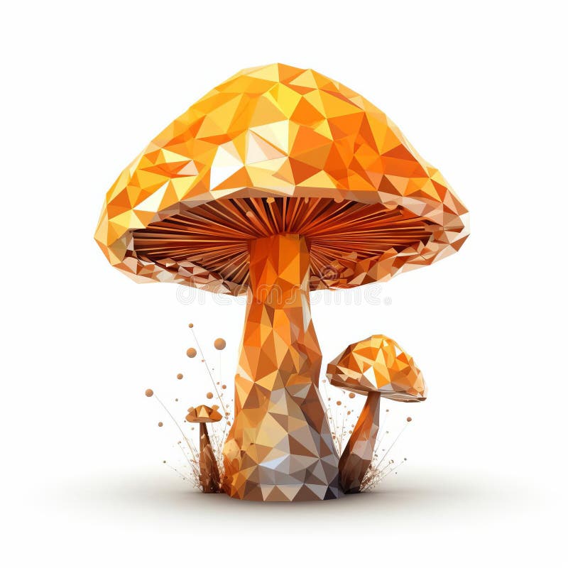 Low Poly Mushroom Illustrations with Explosive Pigmentation Stock ...