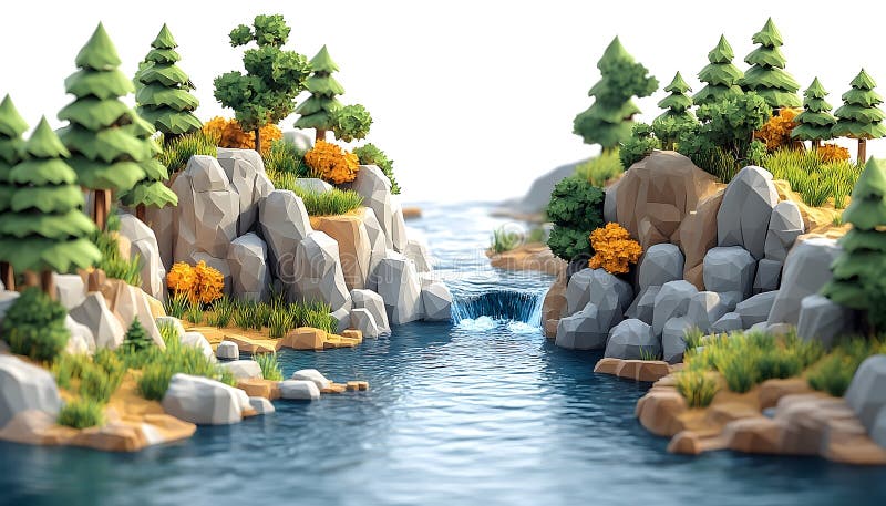 Low Poly Nature Landscape Illustration Stock Illustration ...
