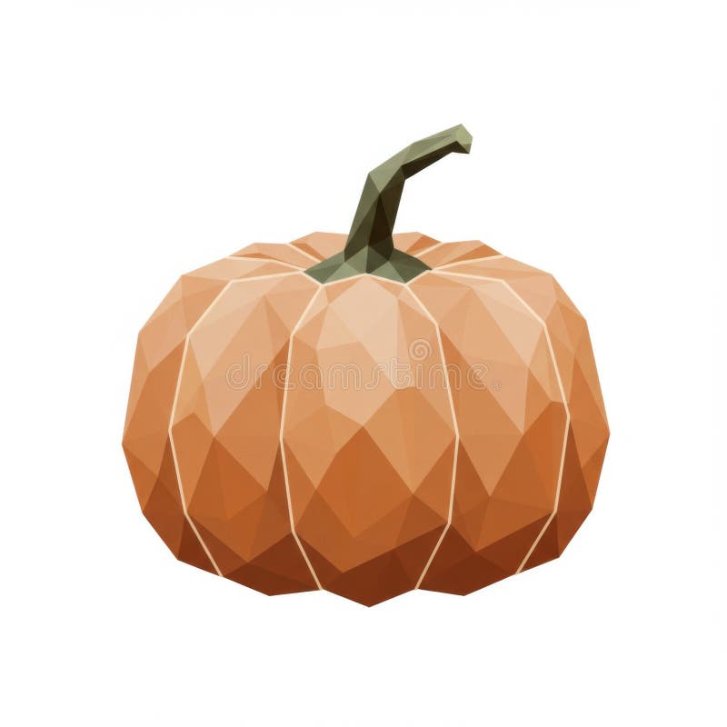 Low Poly Orange Pumpkin Illustration Stock Illustration - Illustration ...