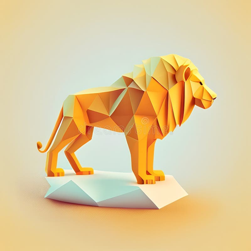 Low Poly Origami Lion. Origami Style. Vector Illustration Stock Image ...