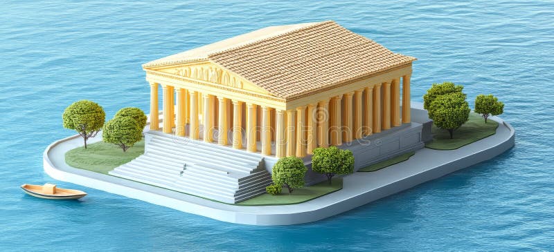A Low Poly Origami-style 3D Rendering of the Acropolis in Greece ...