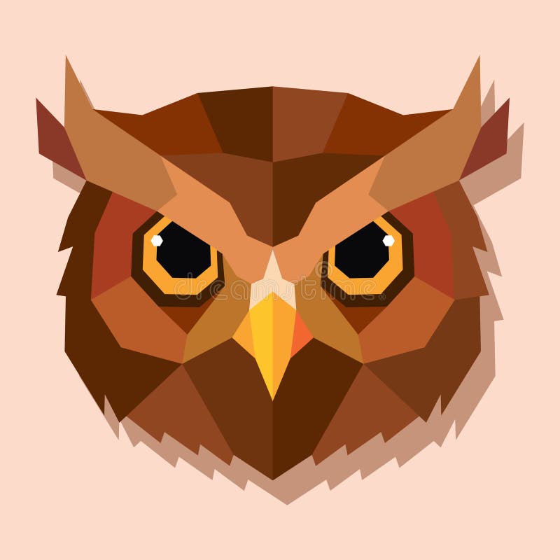 Low Poly Owl Head Front. Vector Stock Vector - Illustration of lowpoly ...
