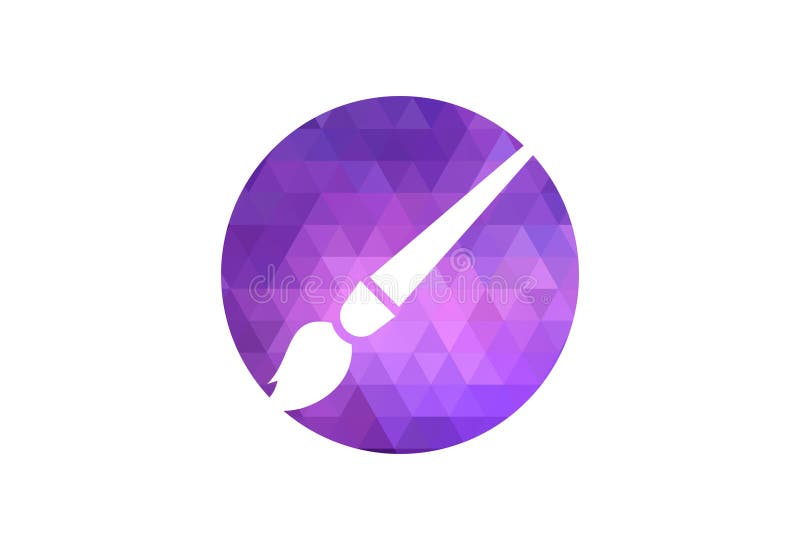 Low Poly and Paint Brush Logo Design, Vector Illustration Stock ...