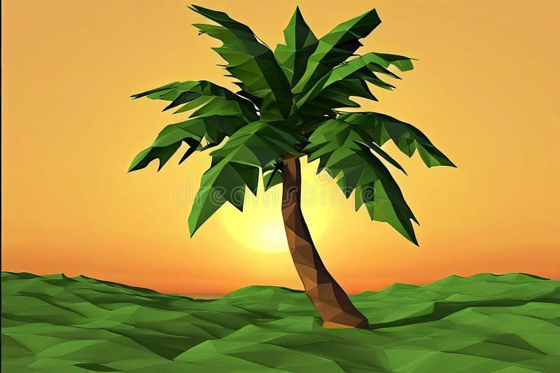 Low Poly Palm Treea Palm Tree is Simplified into a Low Poly Desi Stock ...