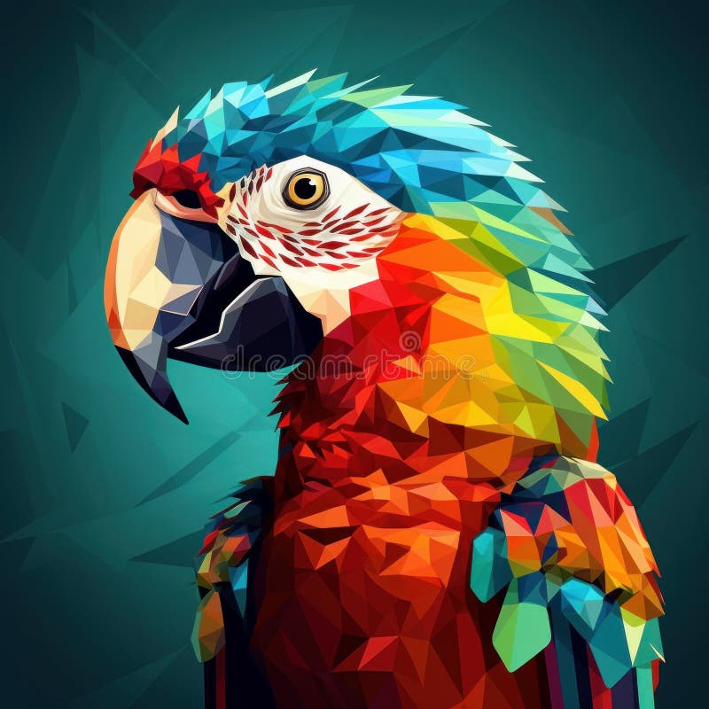Low Poly Parrot Portrait in Surreal Style Stock Illustration ...