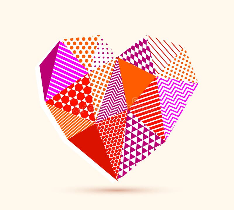 Low Poly Pattern Geometric Heart Vector Icon or Logo, Graphic Design 3d ...