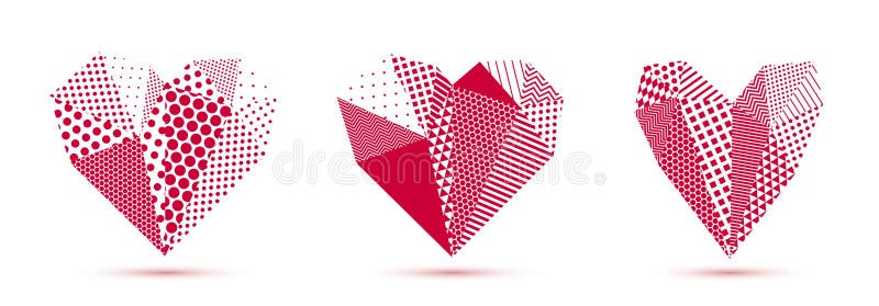 Low Poly Pattern Geometric Heart Vector Icons or Logos Set, Graphic ...