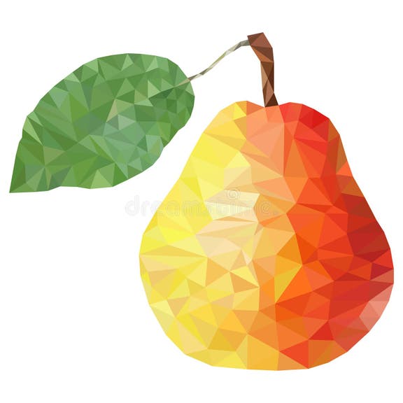 Low Poly Pear on White Background. Low Poly Vector Illustration. Stock ...