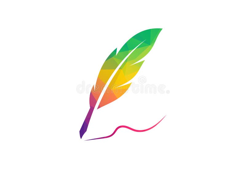 Low Poly and Pen Logo Design, Vector Illustration Stock Illustration ...