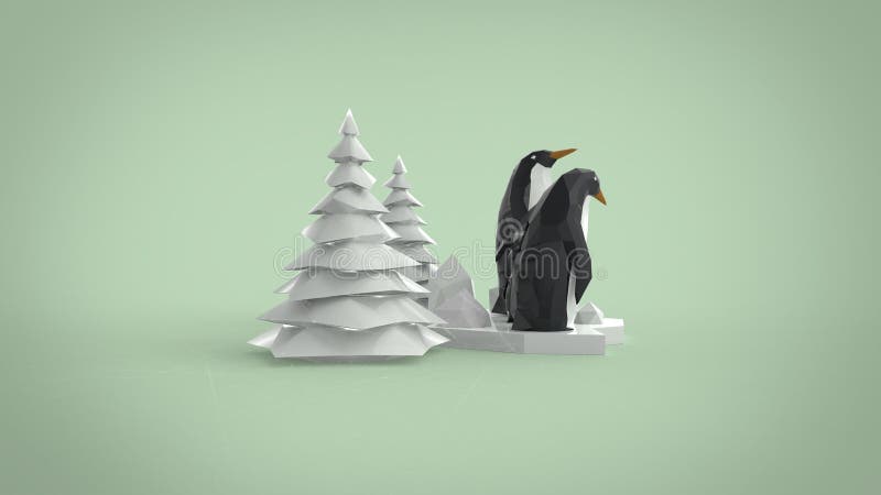 Low Poly Penguin - Stylized Digital Art Stock Illustration ...