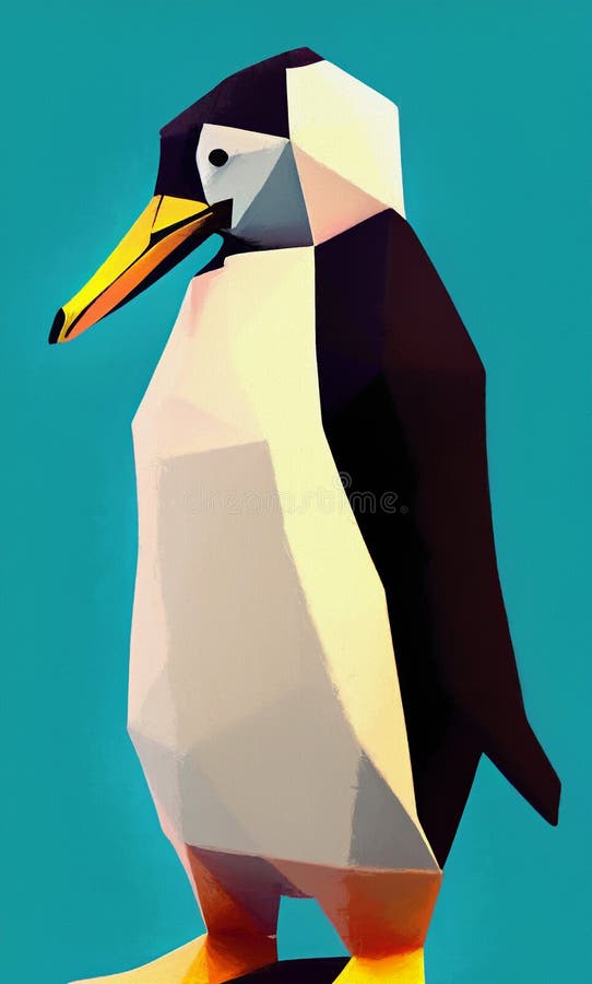 Low Poly Penguin - Stylized Digital Art Stock Illustration - Illustration of penguins, arctic ...