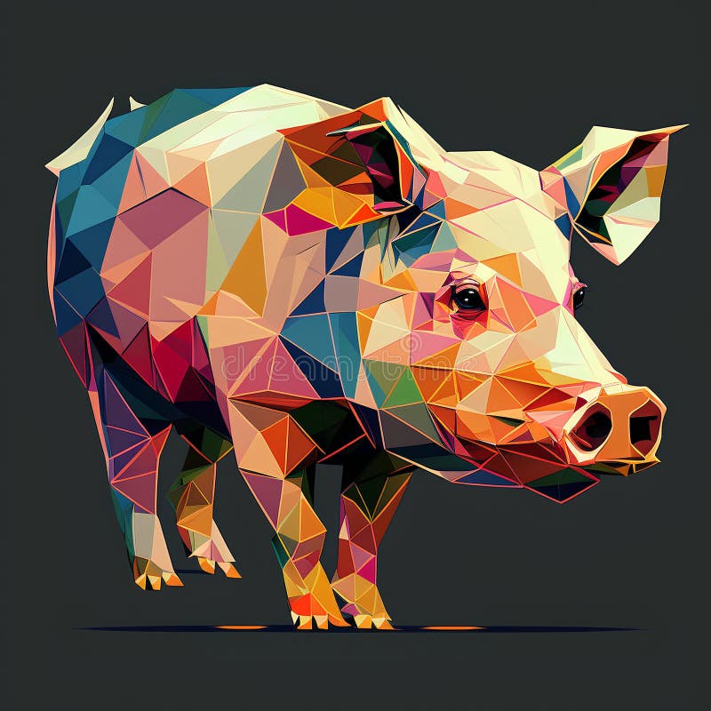 Low Poly Pig. Geometric Polygonal Design. Vector Illustration Stock ...