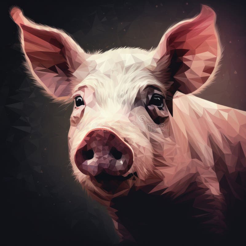 Low Poly Pig Portrait in Surreal Style Stock Illustration ...