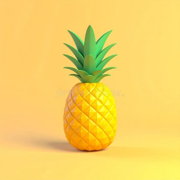 Low Poly Pineapple 3d Render on Yellow Background Stock Illustration - Illustration of creative ...
